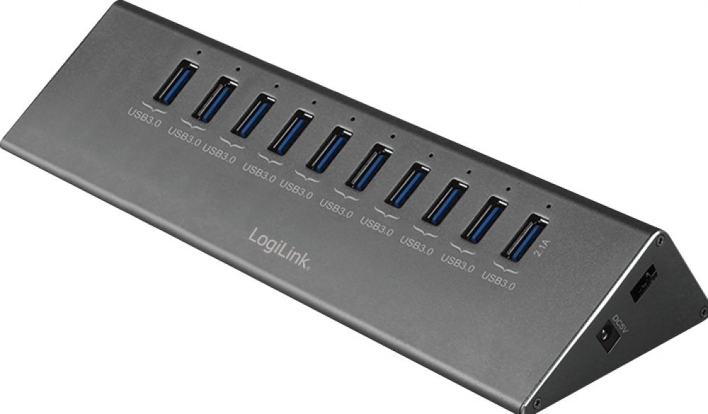 LogiLink USB 3.0 HUB 10-port, Aluminium, inkl. Power Supply | Azerty.nl
